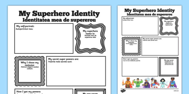 Superhero Transition Writing Frame Romanian Translation