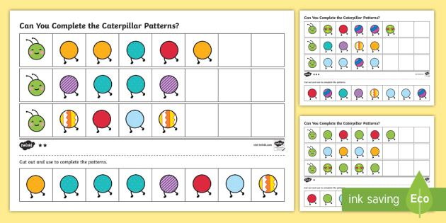 Differentiated Complete the Caterpillar Pattern Activity