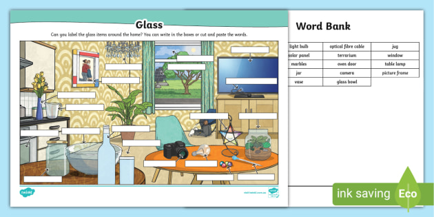 Glass Labelling Interactive Worksheet - Year 4 - Twinkl