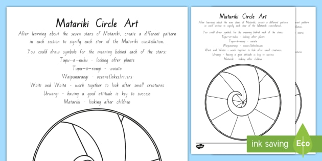 Matariki Star Circle Art Activity (teacher made)