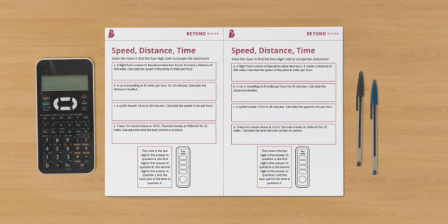 Escape the Room: Speed, Distance and Time Exit Ticket