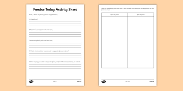 Famine Today Worksheet / Worksheet (teacher made)