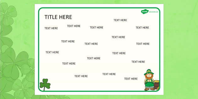St Patricks Day Themed Editable Word Mat - literacy, writing