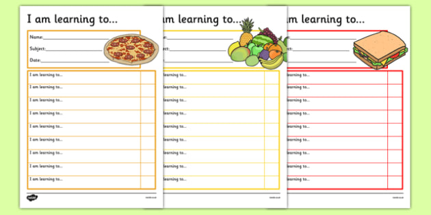 Food Themed Target and Achievement Sheets (teacher made)