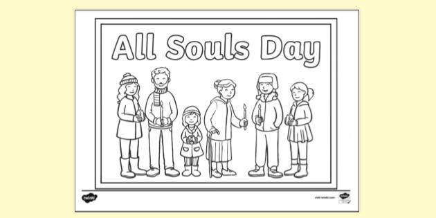FREE! - All Souls Day People Holding Candles Colouring | Colouring Sheets