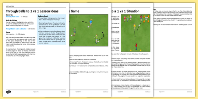 UKS2 Football Skills 5 Through Balls to 1 vs 1 Lesson Pack