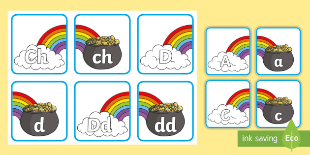 Cardiau Cyfatebu Yr Wyddor ar Enfys