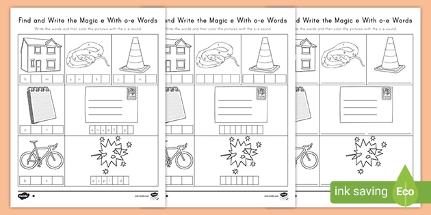 Find and Write the Magic e With o-e Words Activity