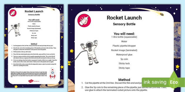 Rocket Launch Space Sensory Bottle (teacher made)