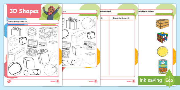 3D Shapes Activity Pages
