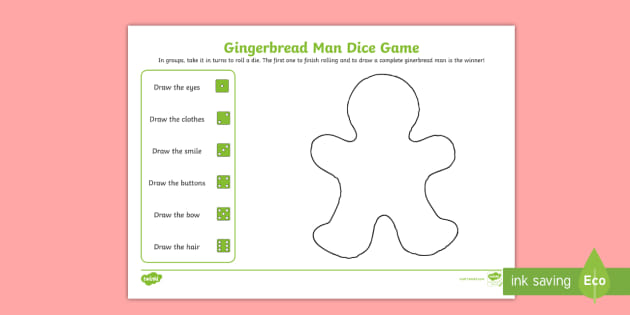 Gingerbread Man Dice Game Worksheet / Worksheet - game, activity, fun