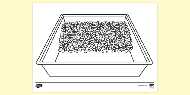 Tray with Gravel Colouring Sheet | Colouring Sheets