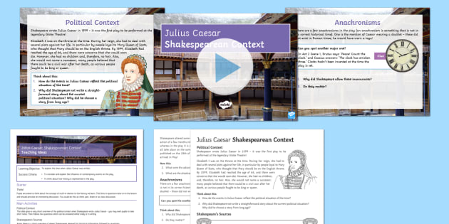 GCSE Julius Caesar Shakespearean Context Lesson Pack