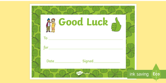 Good Luck Certificate (teacher made)
