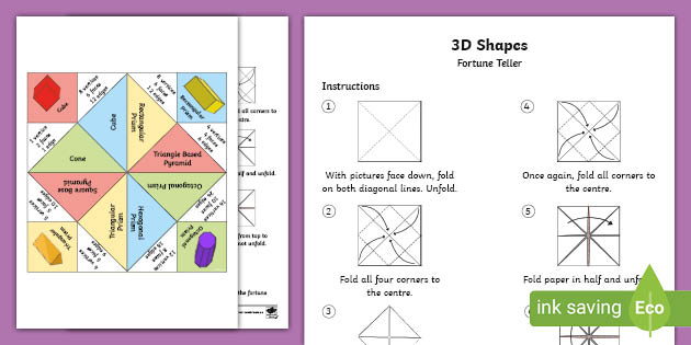 3D Objects Fortune Teller - Primary Maths Resources