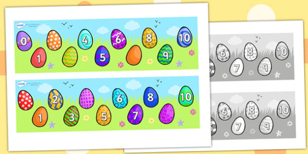 FREE! - Missing Number Number Line 0-10 (Easter)