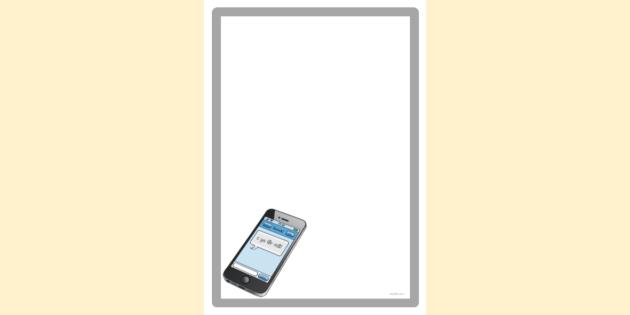 FREE! - Simple Blank Mobile Phone with Text Talk Border | Twinkl