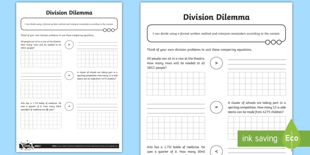 Division Dilemma Worksheet (teacher made)