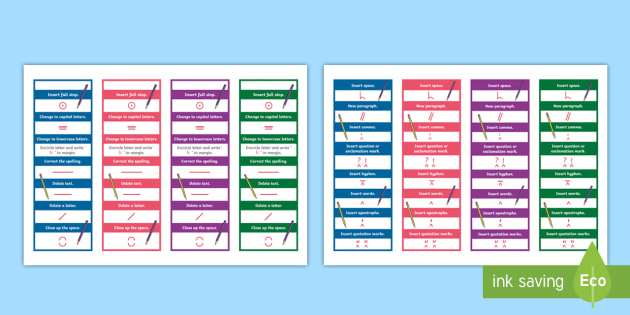 Proofreading Symbols Editable Bookmarks (teacher made)