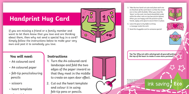 Handprint Hug Card Craft Instructions