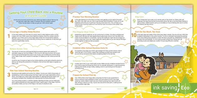 Getting Back into a Routine: A Parent Guide (teacher made)