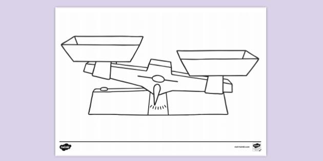 FREE! - Weighing Scales Right Side Lower Colouring Sheet - Twinkl