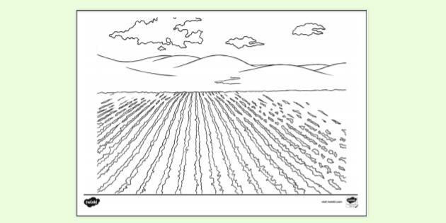Agricultural Grass Land Farm Colouring | Colouring Sheets
