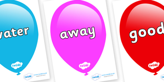 Next 200 Common Words on Balloons - Next 200 Common Words on