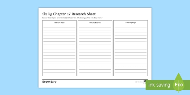 Skellig Chapter 17 Research Worksheet (teacher made)