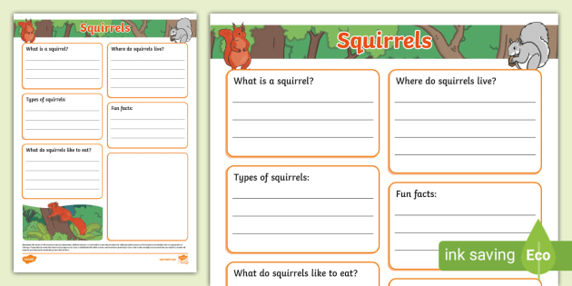 * NEW * Squirrels Fact File Template (teacher made)