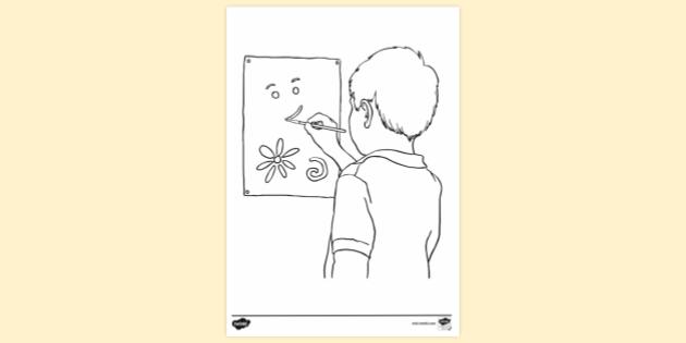 Children Painting Colouring | Colouring Sheets