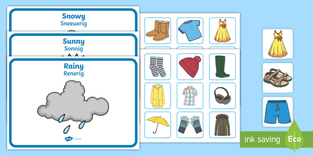 Weather Clothes Sorting Activity English/Afrikaans