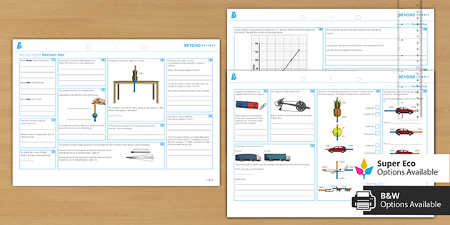 KS3 Forces Higher Revision Mat