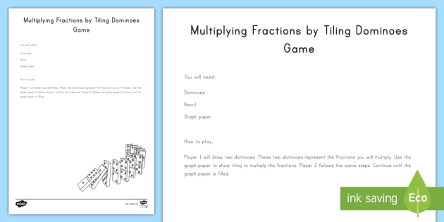 Multiplying Fractions Game -Tiling Dominos