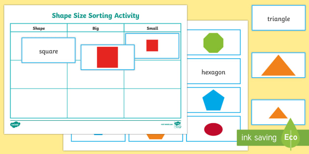 Shape Size Sorting Activity (teacher made)