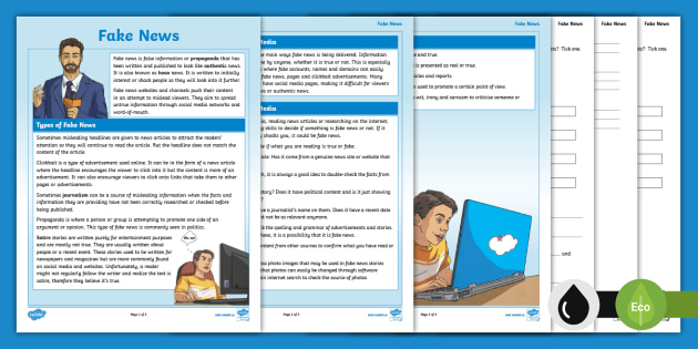 Fake News Reading Comprehension (teacher made)