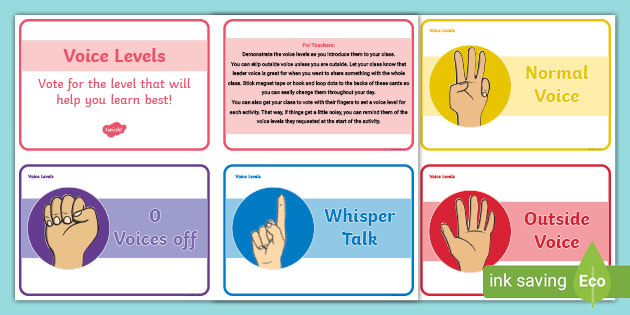 Pocket Sized Voice Level Display Cards (teacher made)