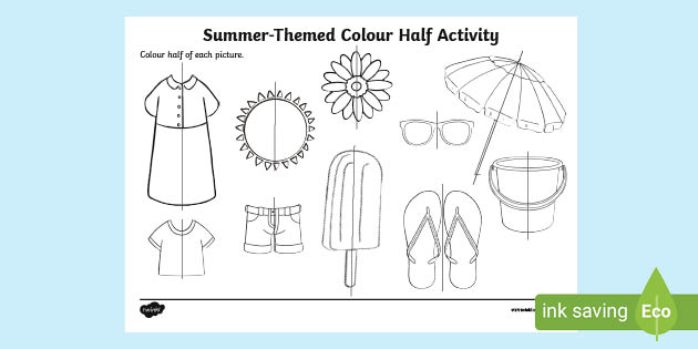 Summer-Themed Colour Half Activity - Mathematics Resource