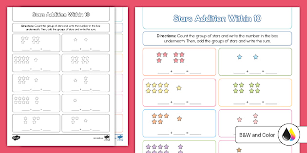 Addition Worksheets Within 10 | twinkl.com
