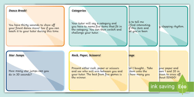 Tutor Session Break Activity Cards (teacher made)