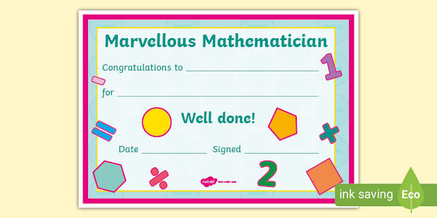 👉 Perfect for World Maths Day Certificate - Primary Resources