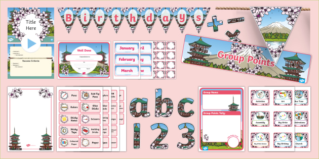 Japanese Cherry Blossom Classroom Setup Resource Pack