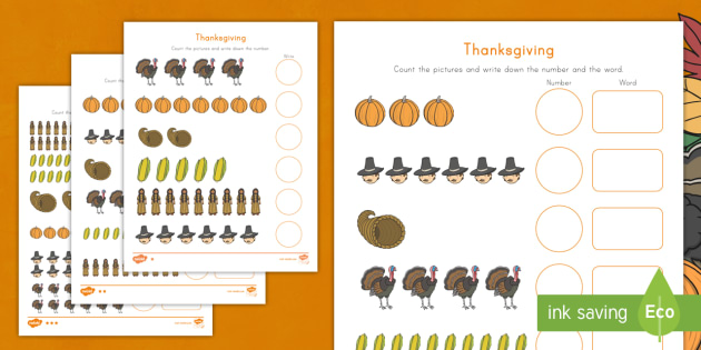 Thanksgiving Differentiated Counting Activities