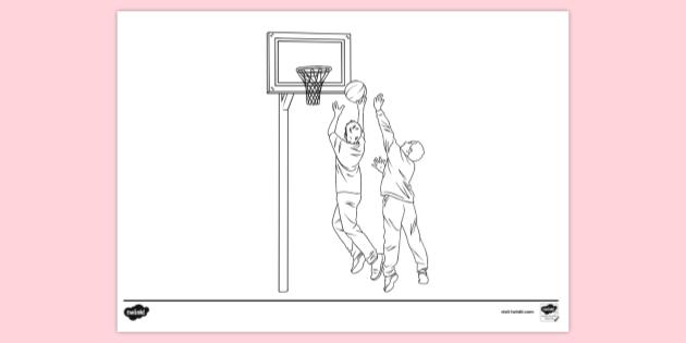 FREE! - Students Playing Basketball Break Time | Colouring Sheets