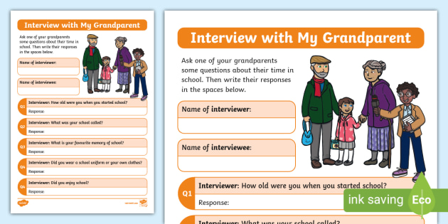 * NEW * Interview with My Grandparent Activity,grandparent day