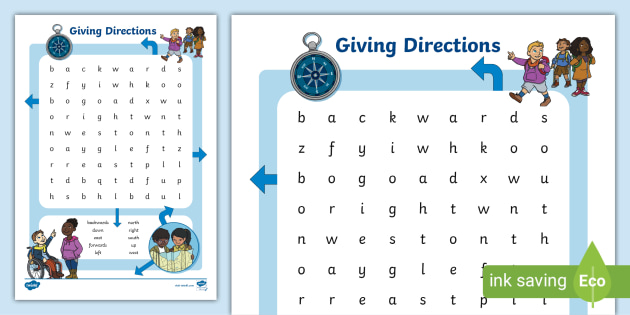 👉 Giving Directions Word Search (teacher made)