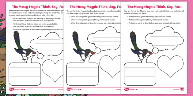 The Messy Magpie Think, Say, Feel Differentiated Worksheets