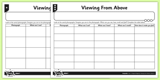 Differentiated Viewing from Above Worksheet / Worksheet