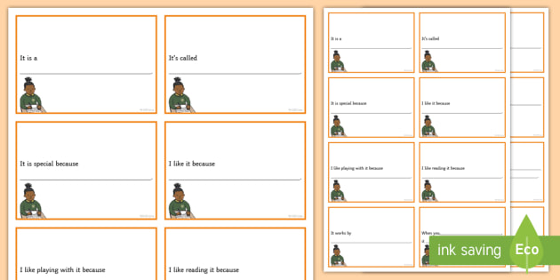Show and Tell Sentence Starter Cards (teacher made)