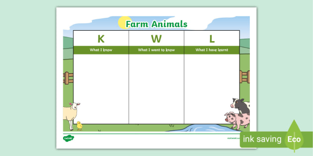 Farm Animals Topic KWL Grid (teacher made)